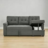 China Practical Side Cup Tray Arm Fabric Pull out Sofa Bed for Budget Apartment Decor for sale