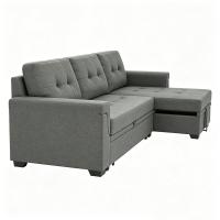China Button Tufted Linen Convertible Sofa Bed for Modern Minimalist Home Interior for sale