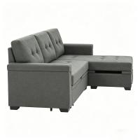 China Classic Tufted Back Linen Fold out Sofa Bed for Elegant Studio Flat Homes for sale