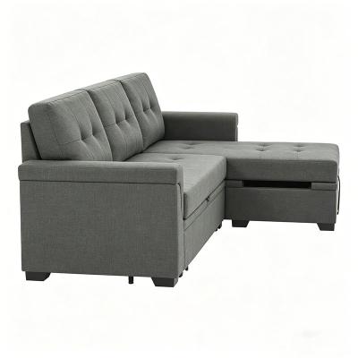 China Classic Tufted Back Linen Fold out Sofa Bed for Elegant Studio Flat Homes for sale