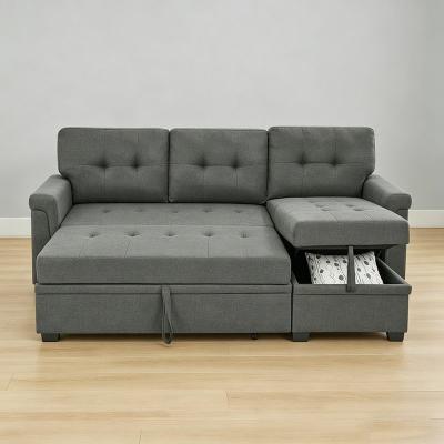 China Grid Button Tuft Convertible Sofa Bed for Scandinavian Style Tiny Condos for sale