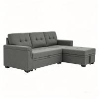 China Sleek Tufted Backrest Fabric Sleeper Sofa Bed for City Center Tiny Studios for sale