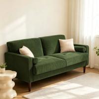 China Stylish Dark Green Corduroy Two Seater Sofa for Apartment Living Room Household Interior Furnishing for sale
