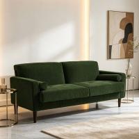 China Stylish Dark Green Corduroy Two Seater Sofa for Apartment Living Room Household Interior Furnishing for sale