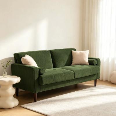 China Classic Style Corduroy 2 Seater Sofa with Wooden Support Legs for Home Living Room Decoration for sale