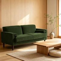 China Classic Style Corduroy 2 Seater Sofa with Wooden Support Legs for Home Living Room Decoration for sale