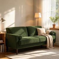 China Classic Style Corduroy 2 Seater Sofa with Wooden Support Legs for Home Living Room Decoration for sale