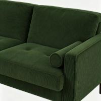 China Trendy Dark Green Corduroy Two Seater Sofa for Apartment Household Living Room Space Decoration for sale