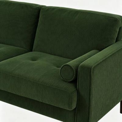 China Trendy Dark Green Corduroy Two Seater Sofa for Apartment Household Living Room Space Decoration for sale