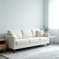 China Modern Cream Fabric Three Seater Sofa for Home Living Room Apartment Interior Decoration for sale