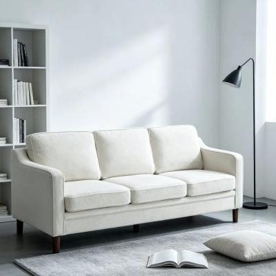 China Soft Upholstered Three Seater Sofa with Wood Legs for Household Living Room Leisure Furniture for sale