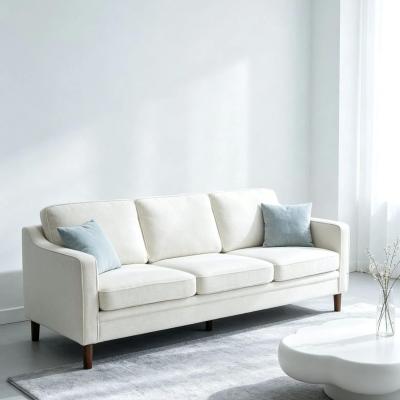 China Elegant Cream Fabric Three Seater Sofa for Residential House Living Room Space Furnishing for sale
