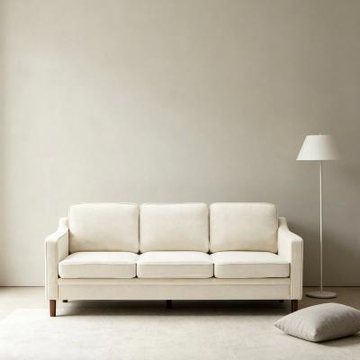 China Stable Inner Frame Cream Three Seater Sofa for Family Living Room Multi Scene Furniture Use for sale