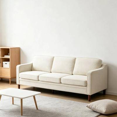 China Fine Workmanship Cream Three Seater Sofa for Household Living Room Comfort Leisure Choice for sale