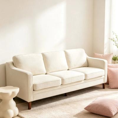 China Versatile Cream Upholstered Three Seater Sofa for Villa Living Room Simple Interior Arrangement for sale