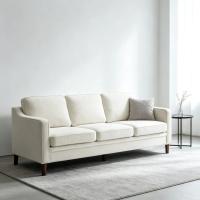China Warm Atmosphere Cream Three Seater Sofa with Wood Feet for Apartment Living Room Home Decor for sale