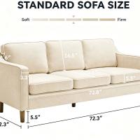 China Minimalist Look Cream Three Seater Fabric Sofa for Urban Apartment Living Room Decoration for sale