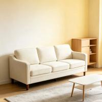 China Minimalist Look Cream Three Seater Fabric Sofa for Urban Apartment Living Room Decoration for sale
