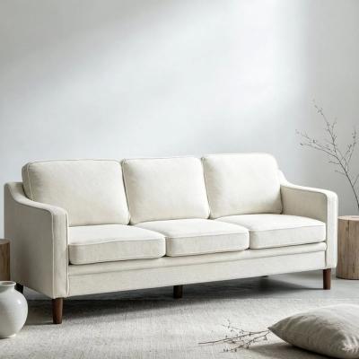 China Fresh Light Cream Three Seater Sofa for Modern House Living Room Simple Style Renovation for sale
