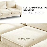 China Fresh Light Cream Three Seater Sofa for Modern House Living Room Simple Style Renovation for sale