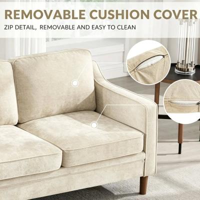 China Natural Wood Leg Fabric Three Seater Sofa for Apartment Living Room Comfort Leisure Furniture for sale