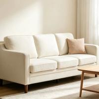 China Home Focused Cream Three Seater Sofa for Small Family Living Room Daily Leisure Activity Use for sale