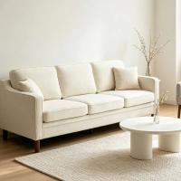 China Home Focused Cream Three Seater Sofa for Small Family Living Room Daily Leisure Activity Use for sale