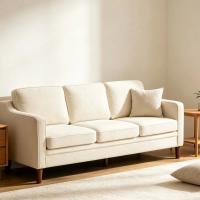 China Home Focused Cream Three Seater Sofa for Small Family Living Room Daily Leisure Activity Use for sale