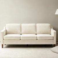 China Home Focused Cream Three Seater Sofa for Small Family Living Room Daily Leisure Activity Use for sale