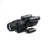 China 4x Magnification Aluminium Alloy Prismatic Scope with Red Laser Hunting Essential for sale