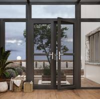 China Air Tight Double Glass Aluminum Flush Door Outer Window Screen Integrated for sale