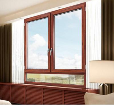 China Thermal Break Wood Grain Aluminum Casement Window For Apartment for sale