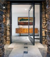 China Aluminium Main Pivot Entrance Entry Front Door Low E Glass Acrylic Strips Doors for sale