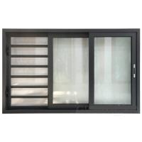 China 2.0mm Aluminium Sliding Windows Double Tempered Tinted Glass Balcony With Inside Grill for sale