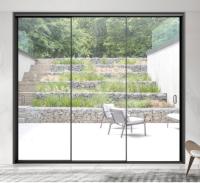 China Slanted Edge Three Track Single Glass Aluminum Sliding Doors Triple Linkage for sale