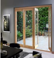 China Anodized Aluminium Double Glazed French Doors Foldable Sliding Fluorocarbon for sale