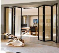 China Anodized Aluminium Double Glazed French Doors Foldable Sliding Fluorocarbon for sale