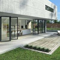 China Anodized White Aluminium Bifold Doors , Two Side Open Door Hollow Glazed for sale