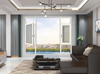 China Frosted Glass Aluminium Framed Windows , Atomic White French Casement Windows for sale