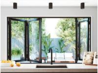 China Tempered Glass Aluminum Folding Windows , Horizontal Bifold Windows for sale