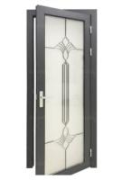 China Black Walnut Aluminium Fabrication Bathroom Doors Frosted Glass Powder Coated for sale
