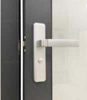 China Black Walnut Aluminium Fabrication Bathroom Doors Frosted Glass Powder Coated for sale