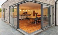 China ODM Aluminum Folding Doors , Frosted Glass Corner Folding Doors For Luxury Villa for sale