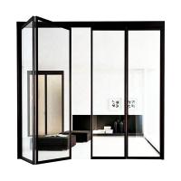 China Narrow Sided Aluminum Folding Doors , Black Anodized Double Track Doors ISO45001 for sale