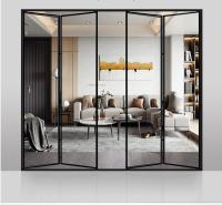 China Narrow Sided Aluminum Folding Doors , Black Anodized Double Track Doors ISO45001 for sale