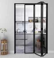 China Narrow Sided Aluminum Folding Doors , Black Anodized Double Track Doors ISO45001 for sale