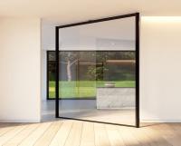 China Black Anodized Frame Aluminum Pivot Door Horizontal Middle Turning for sale