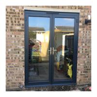 China Two Track Steel Casement Doors , Windproof Black Aluminium Internal Glass Doors for sale
