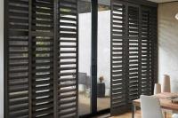 China Soundproof Fiberglass Louvered Doors , Grey Aluminium Door With Louvers for sale