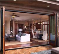China KLUK Aluminium Bifold Doors Laminated Glass Wood Grain For Patio for sale